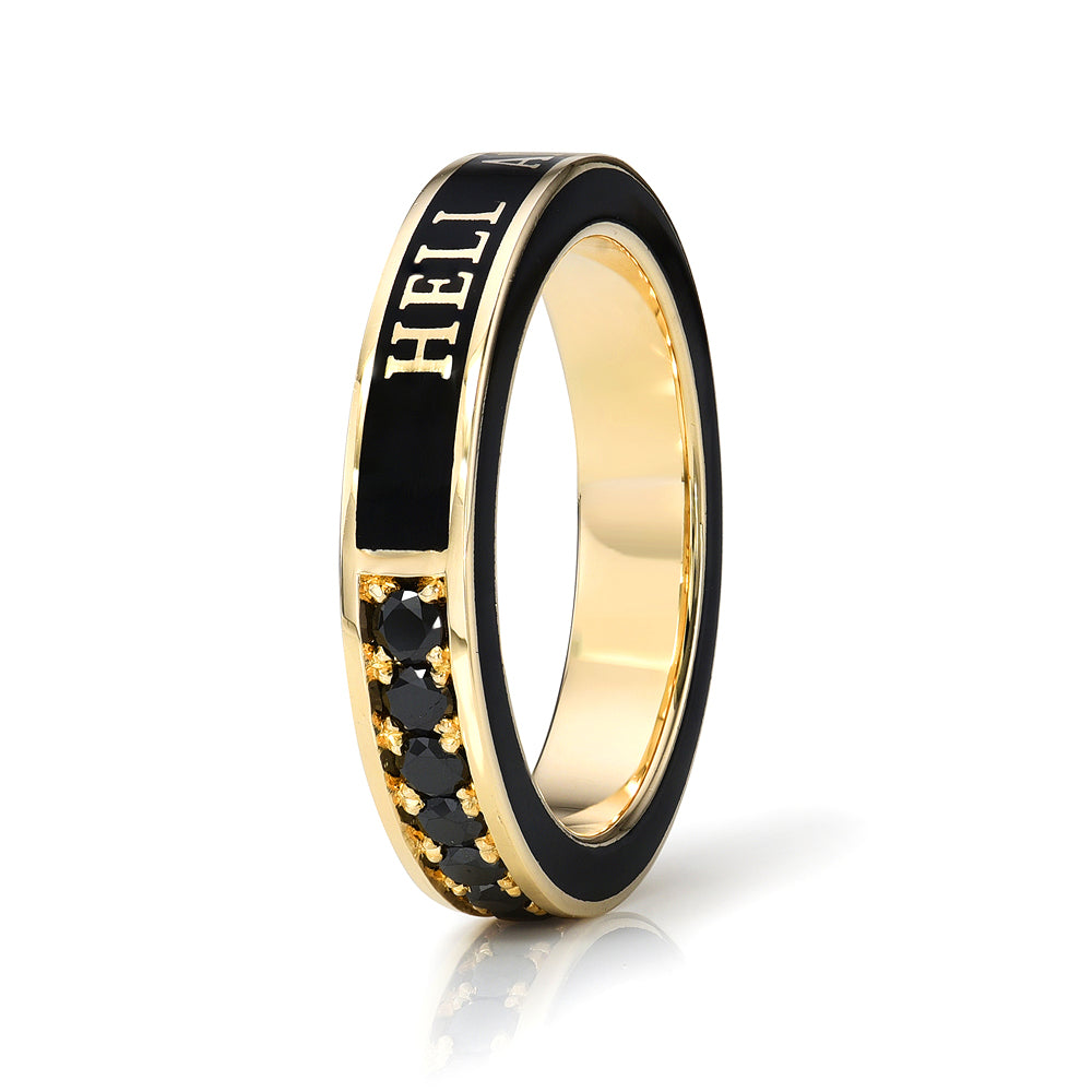 Black Diamond and Black Enamel Hell and Back Ring – DRU.